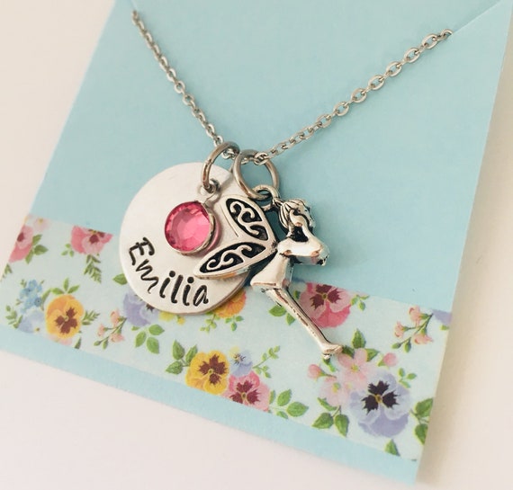 Fairy Necklace Little Girls Necklace Kids Name Necklace Hand Stamped Kids Necklace Etsy