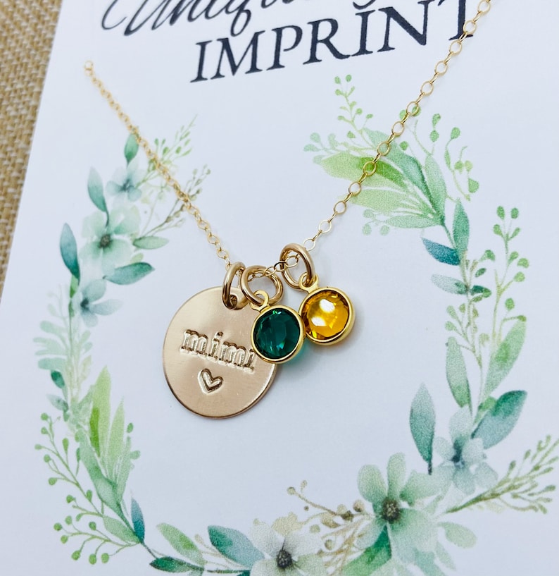 Mimi Birthstone Necklace, Personalized Gold Nana Necklace - Etsy