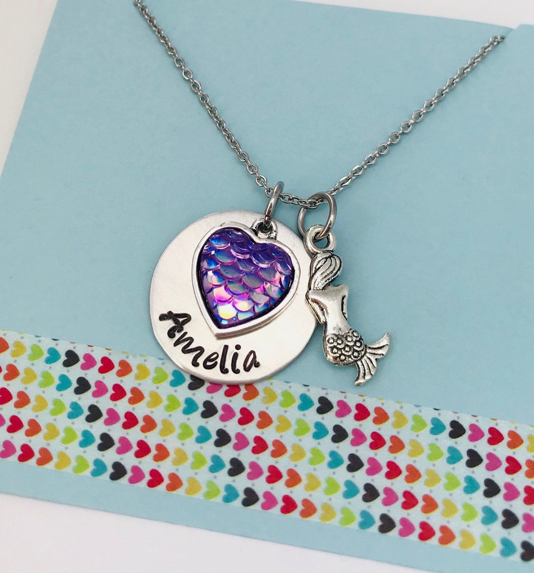 Mermaid Necklace, Mermaid Jewelry, Mermaid Name Necklace - Etsy