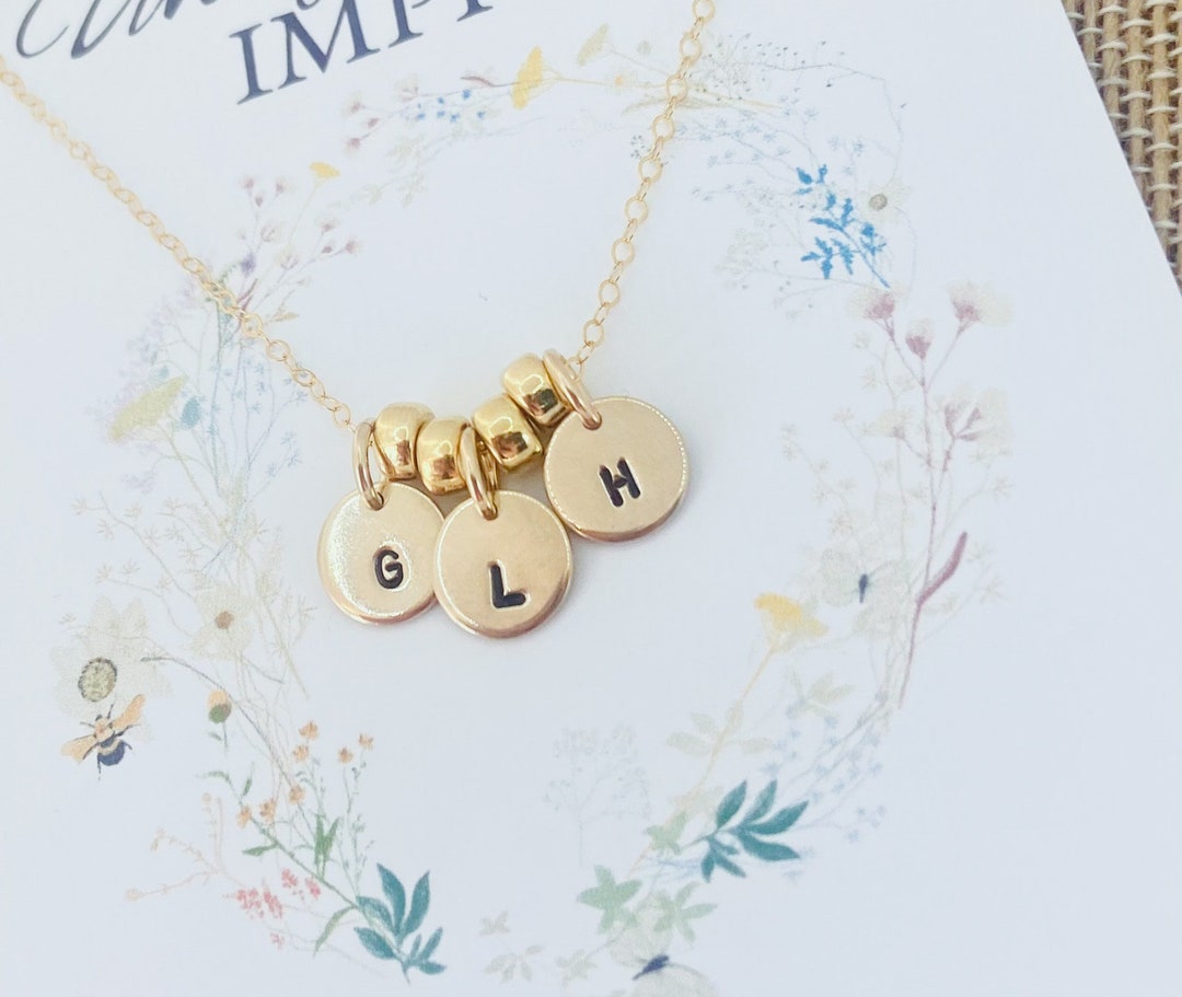 Tiny Gold Initial Necklace, 14k Gold Filled Initial Necklace, Gold ...