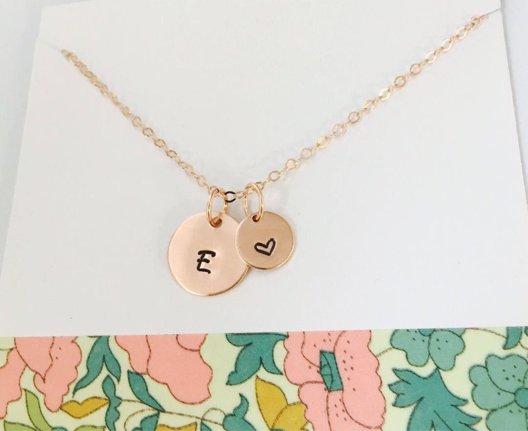 Rose Gold Initial Necklace, Dainty Rose Gold Necklace, Pink Initial ...