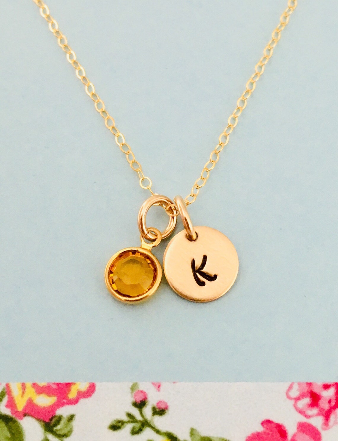 Dainty Gold Initial Necklace Birthday Birthstone Initial - Etsy