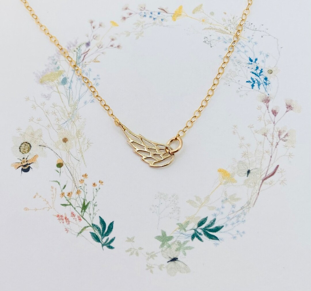 Gold Wing Necklace, Simple Wing Necklace, Memorial Gift, Angel Wing ...