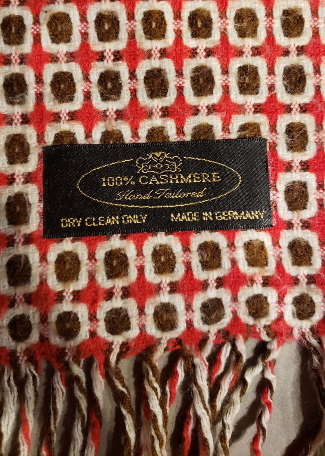 MCM Mid Century Modern Hand Tailored 100% Cashmere Knit Scarf Made in ...