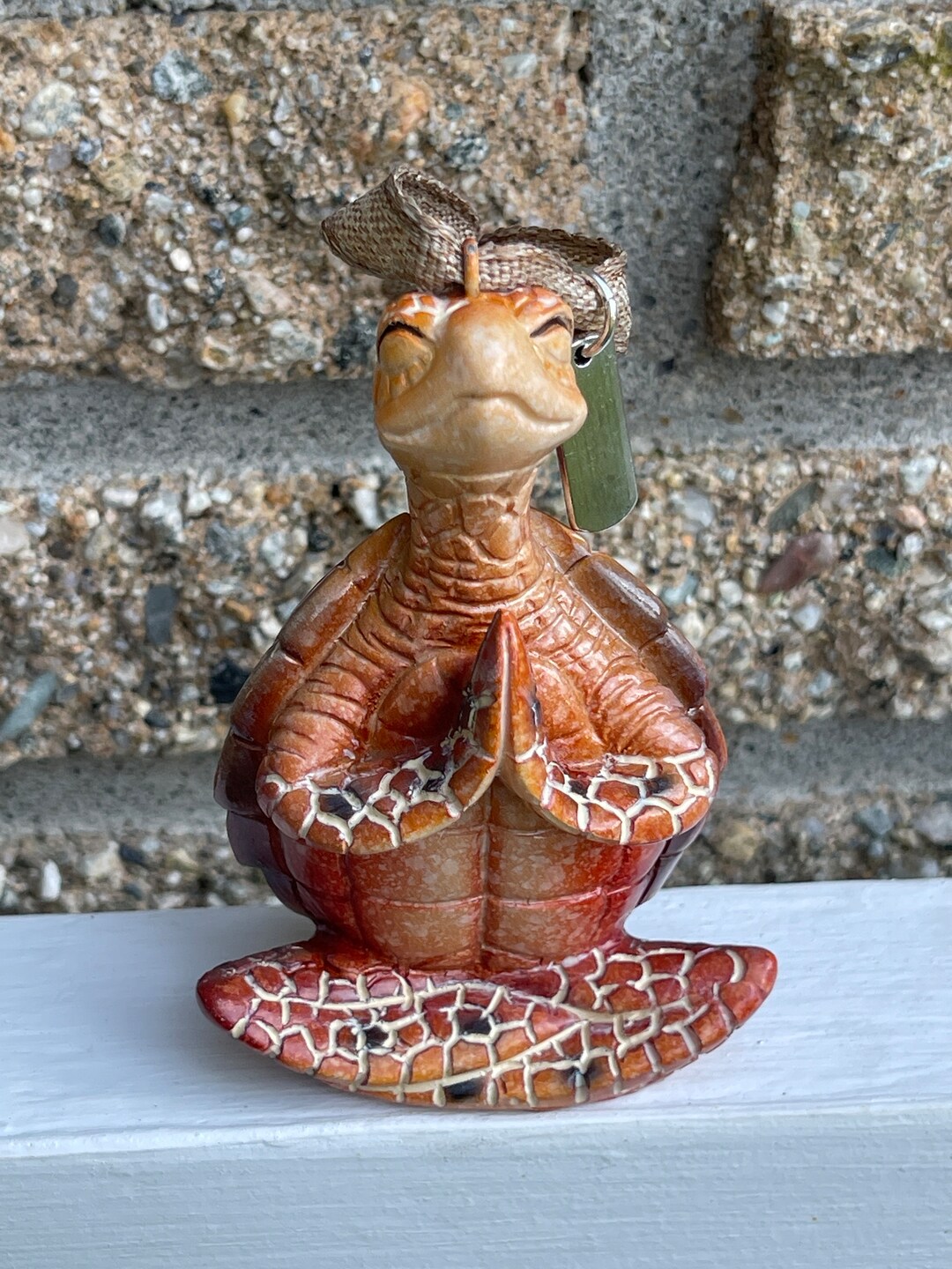 Sea Turtle Yoga Praying Ornament Red - Etsy