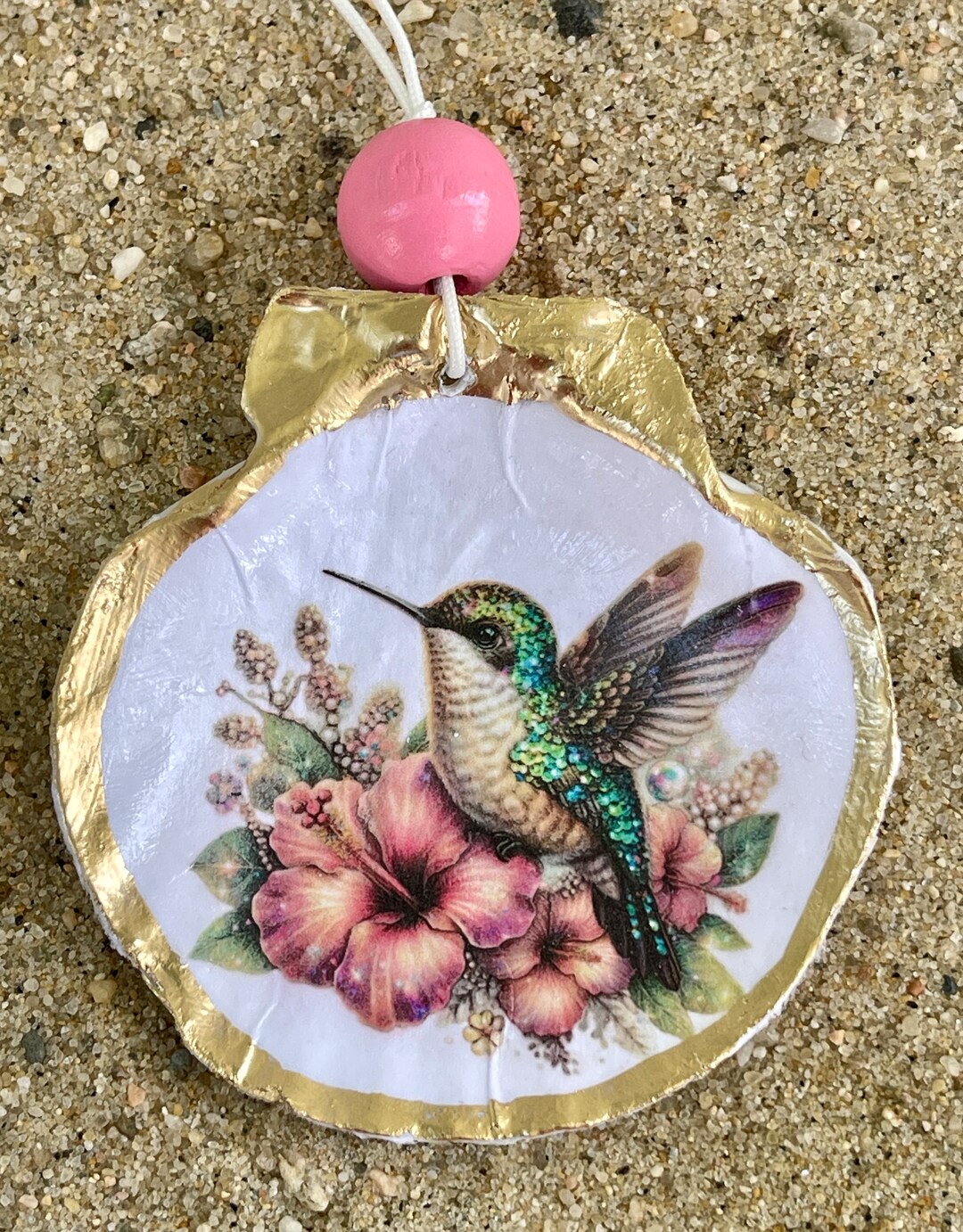 Scallop Shell Hummingbird Decopauge Ornament - Etsy