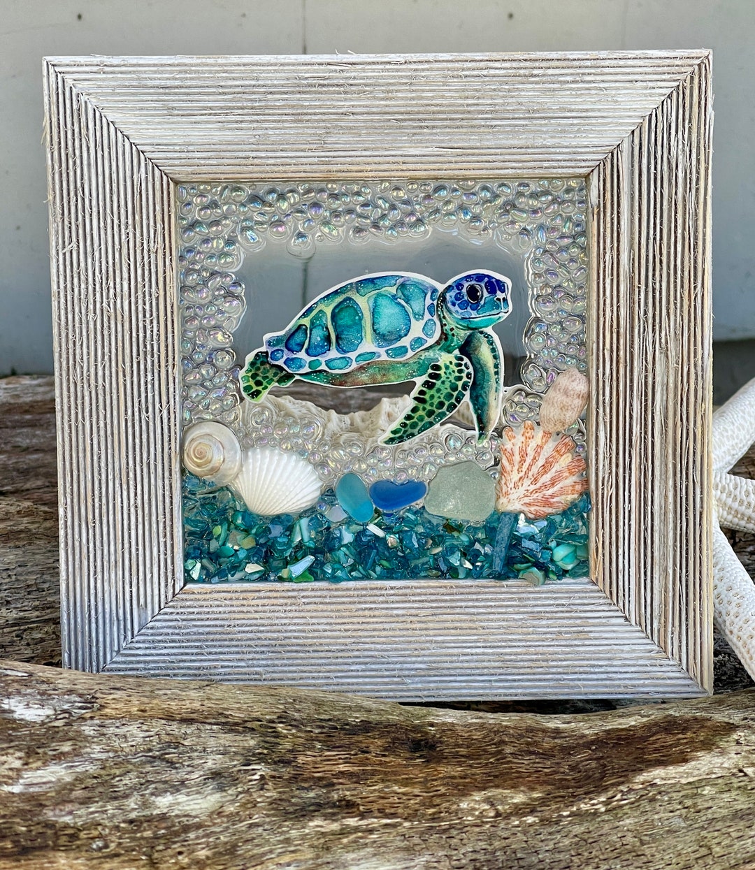 Sea Turtle Seashell Frame Mini - Etsy