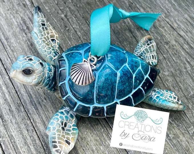 Sea Turtle | One Frosted Glass Christmas Ornament | Coastal Christmas ...