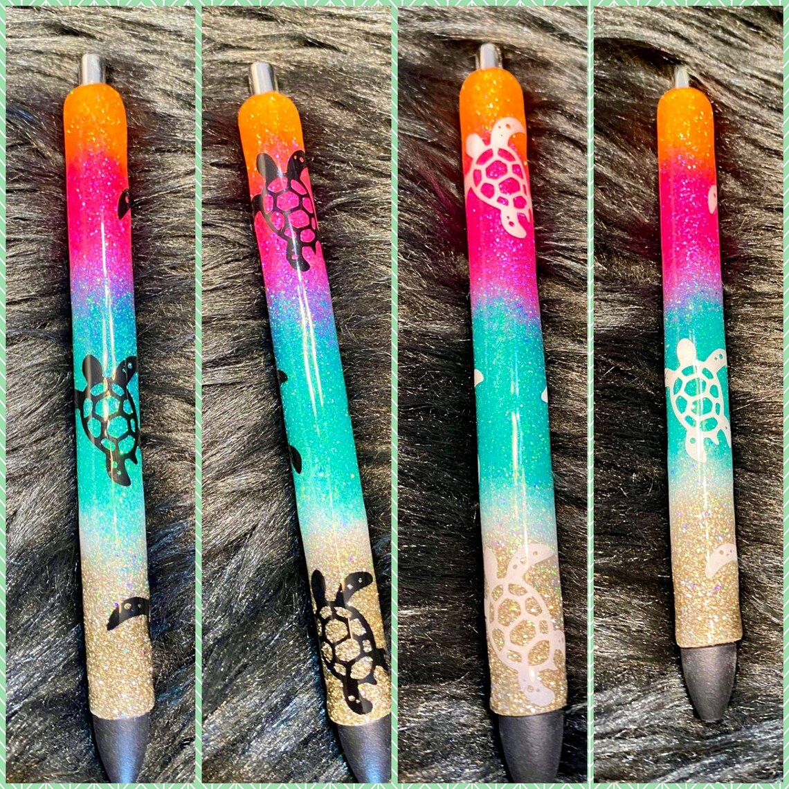 Glitter Sea Turtle Pen Black Turtles - Etsy