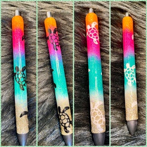 Glitter Sea Turtle Pen Black Turtles - Etsy