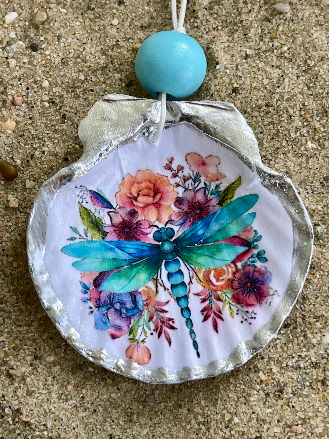 Scallop Shell Dragonfly Decopauge Ornament - Etsy