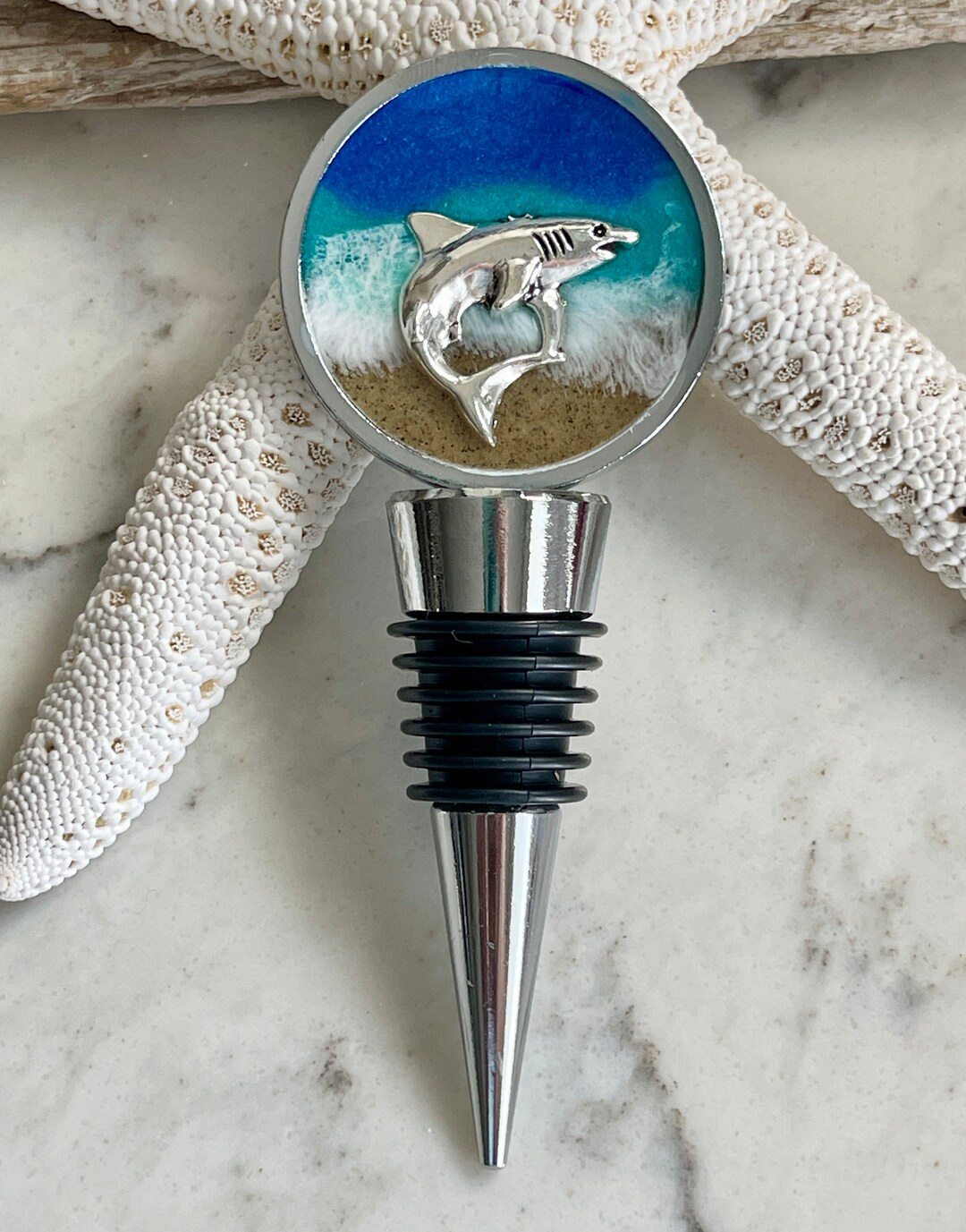 Shark Beach Wine Bottle Stopper - Etsy