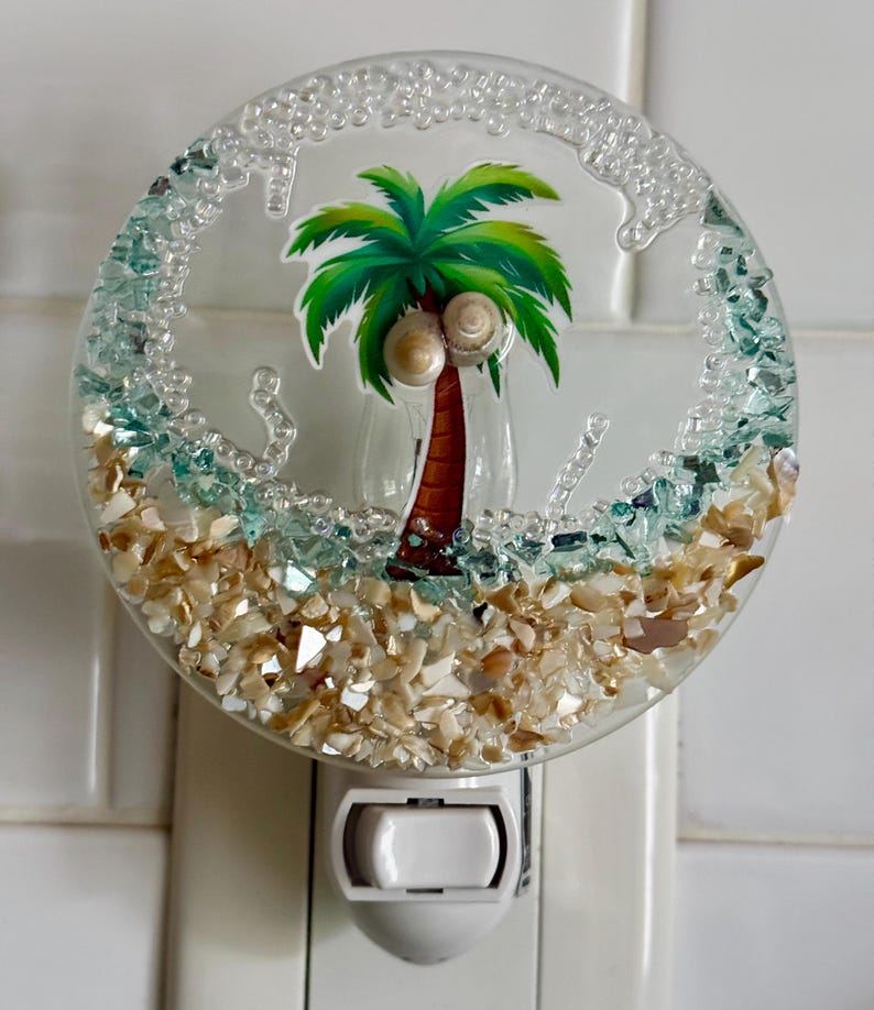 Palm Tree Seashell Beach Night Light - Etsy