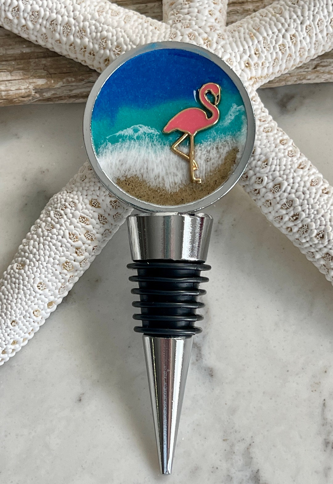 Flamingo Beach Wine Bottle Stopper - Etsy