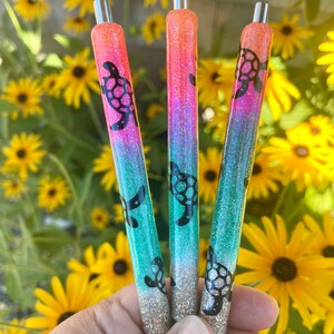 Glitter Sea Turtle Pen Black Turtles - Etsy