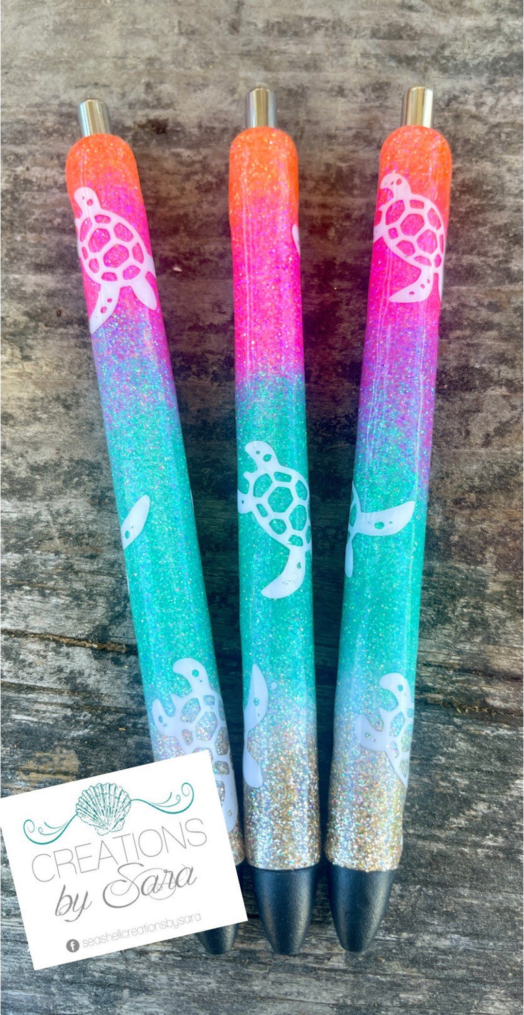 Sea Turtle Glittered Gel Pen - Etsy