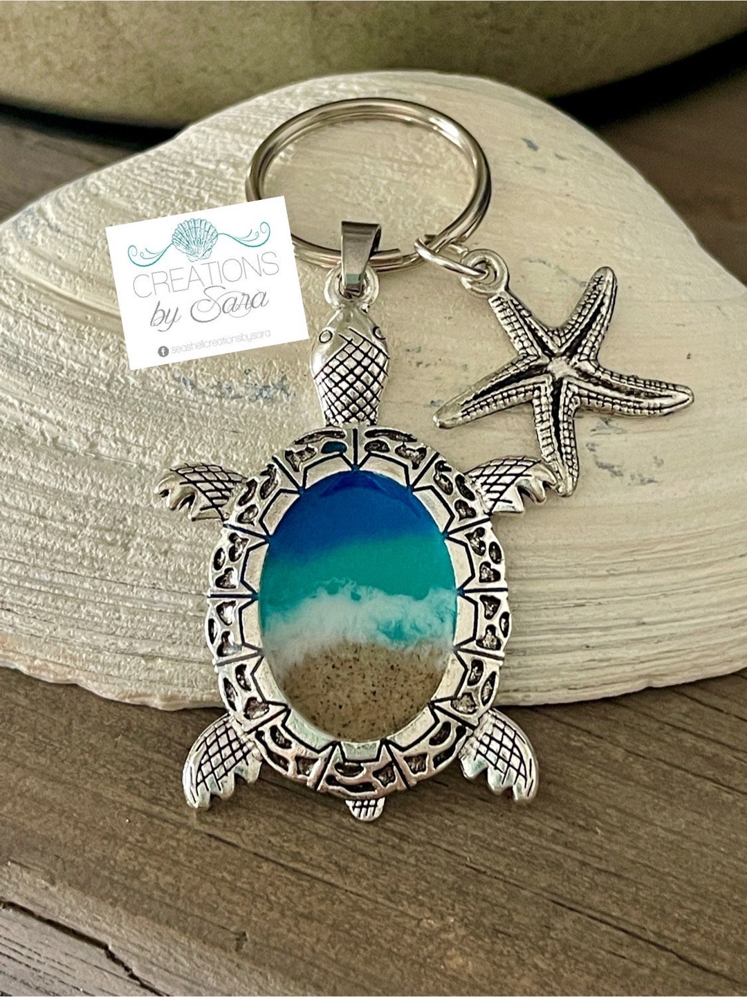 Sea Turtle Ocean Keychain - Etsy
