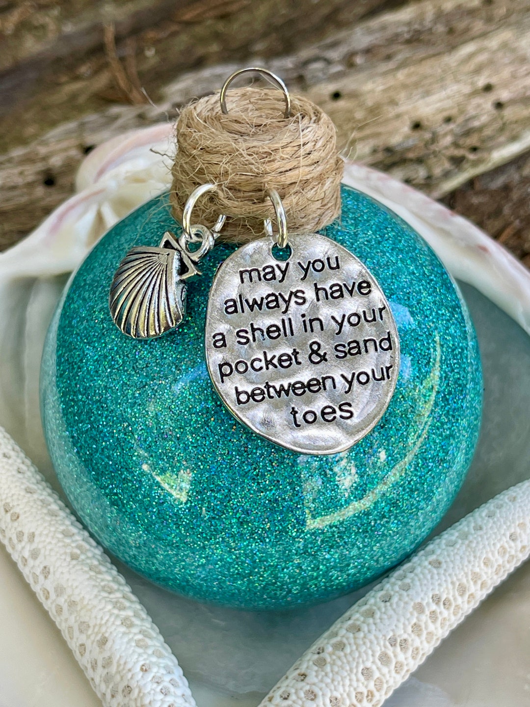 May You Always Have A Shell in Your Pocket Beach Glittered Ornament Glass - Etsy