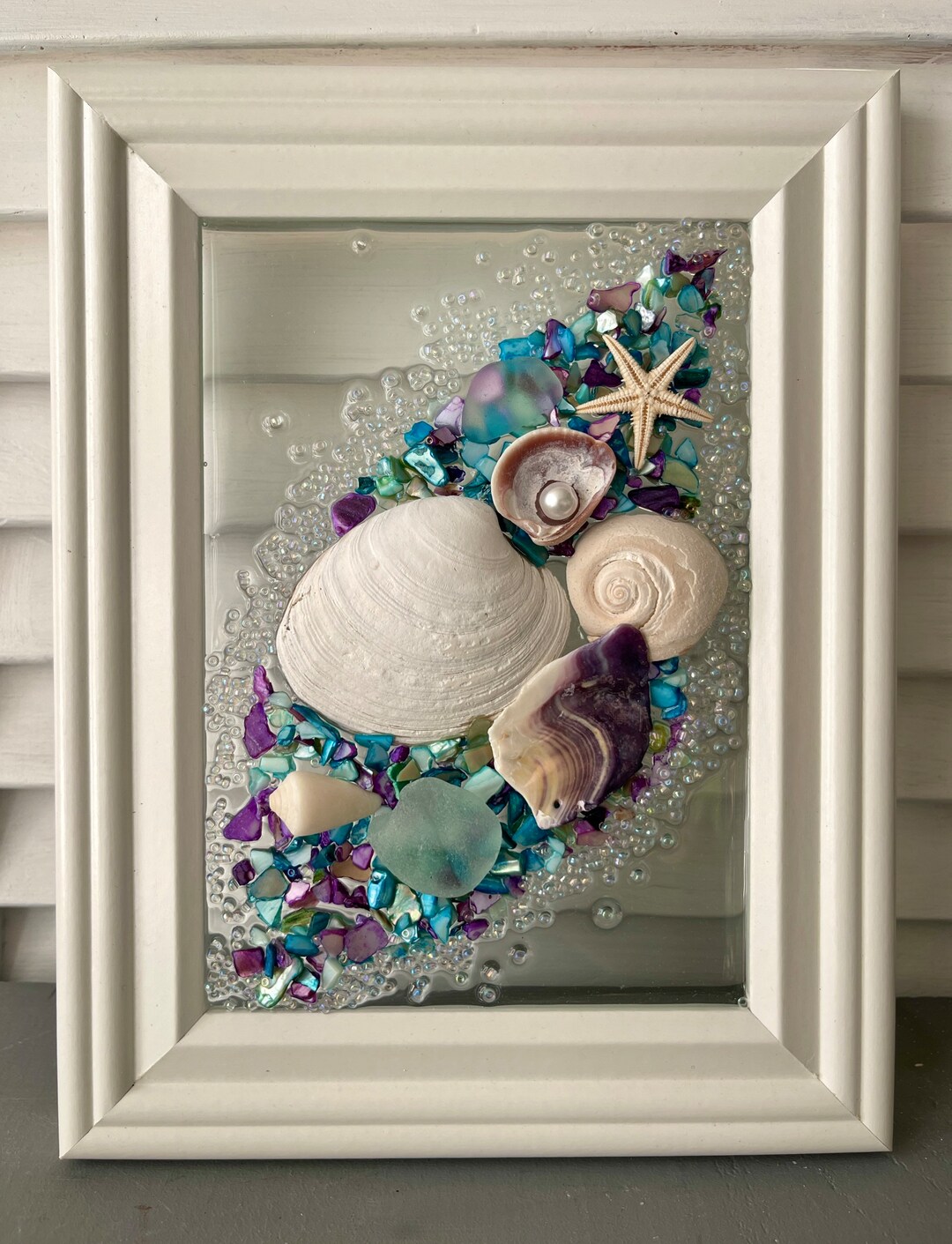 Seashell Sea Glass Beach Frame - Etsy