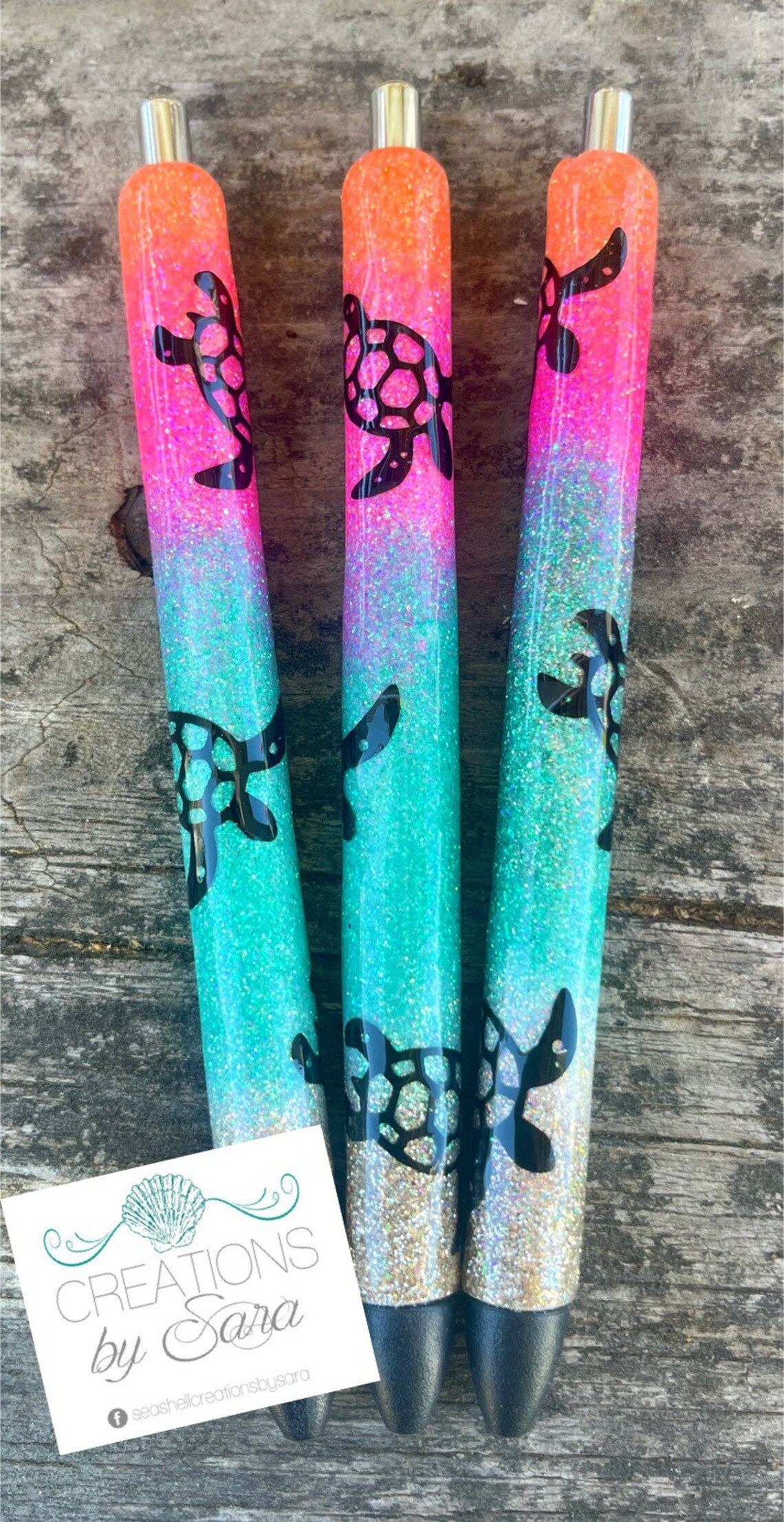 Glitter Sea Turtle Pen Black Turtles - Etsy
