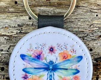 Dragonfly Keychain Gold Key Ring Black Crystal Beads Unique Bug Nature ...