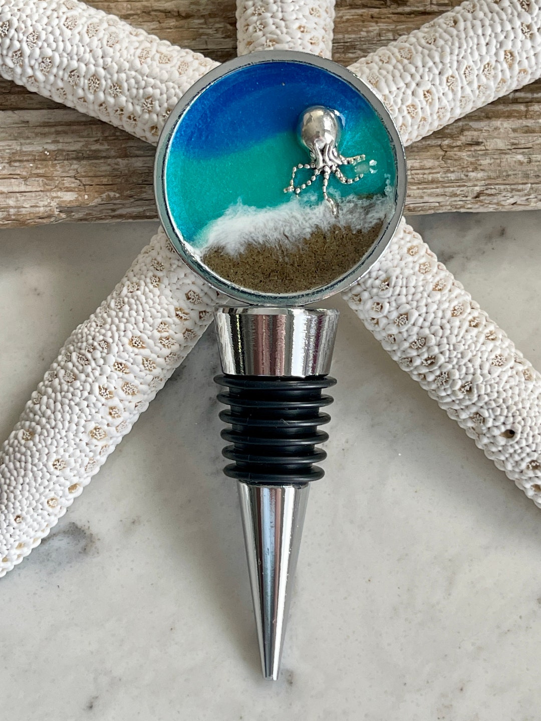 Octopus Beach Wine Bottle Stopper - Etsy