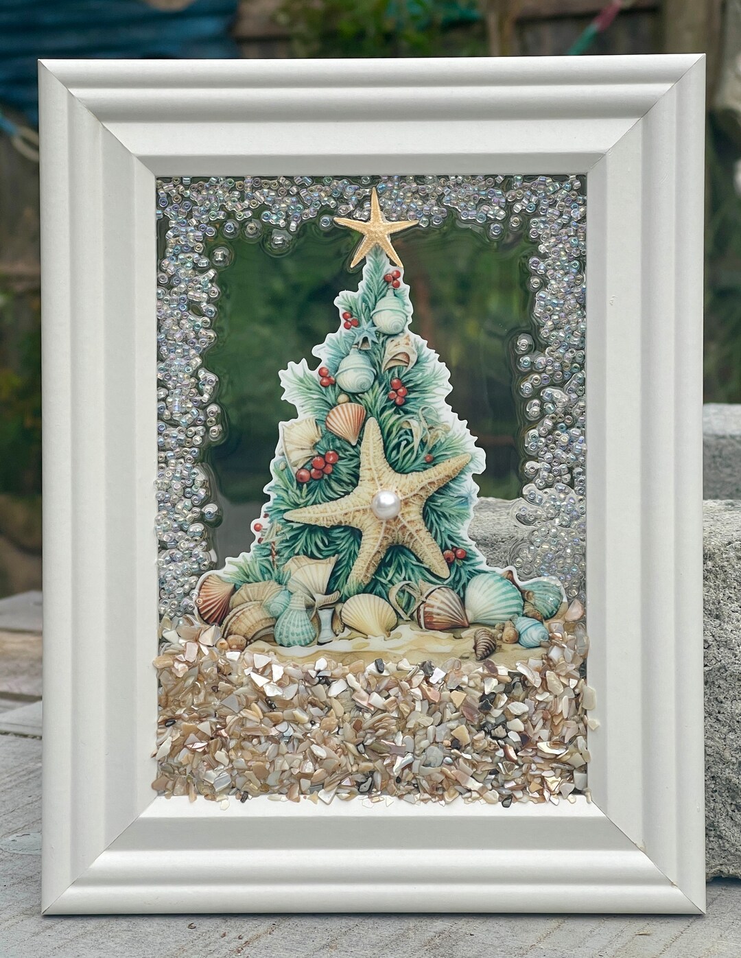 Beach Christmas Tree Seashell Frame - Etsy