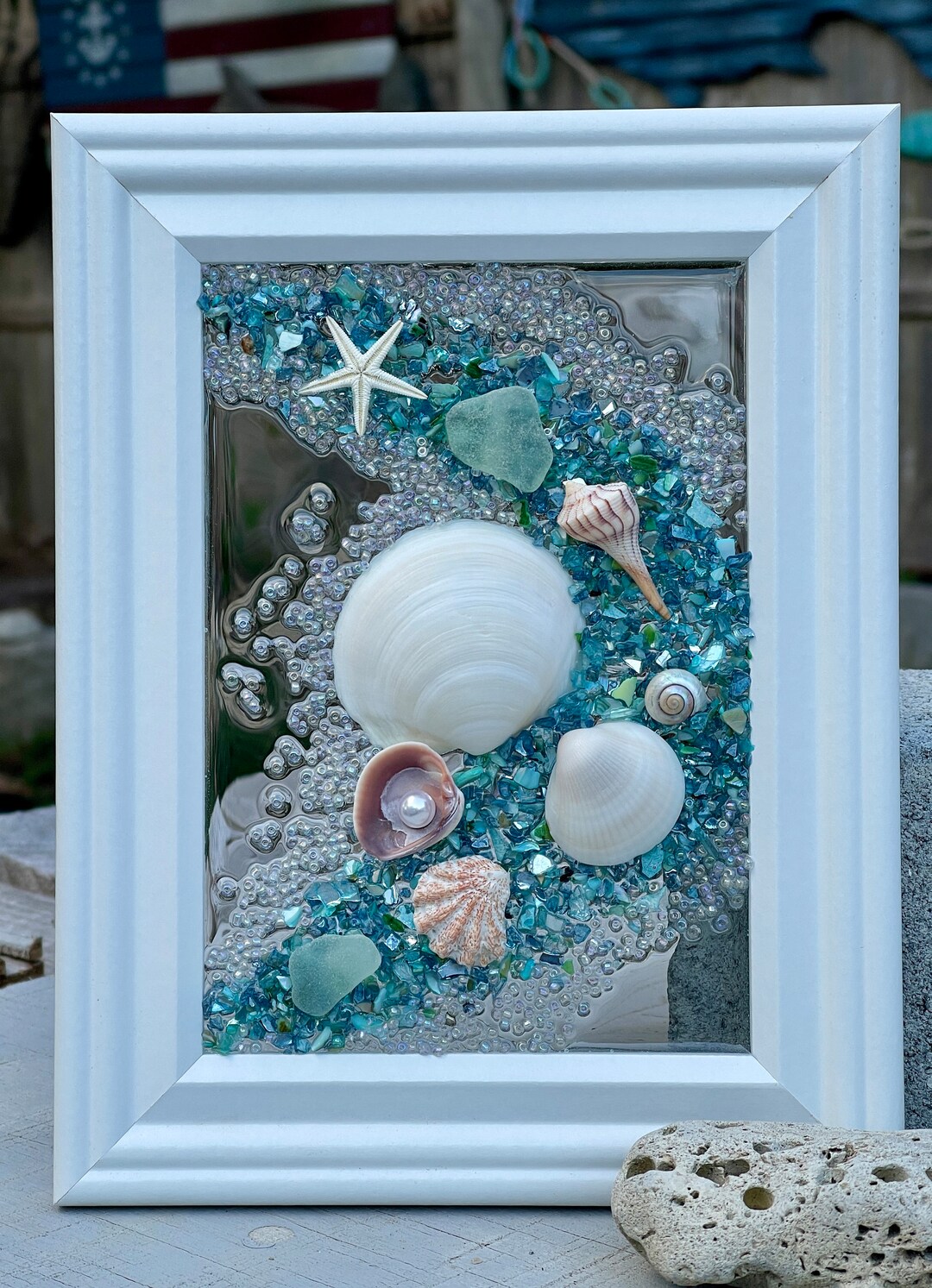 Seashell Sea Glass Beach Frame - Etsy