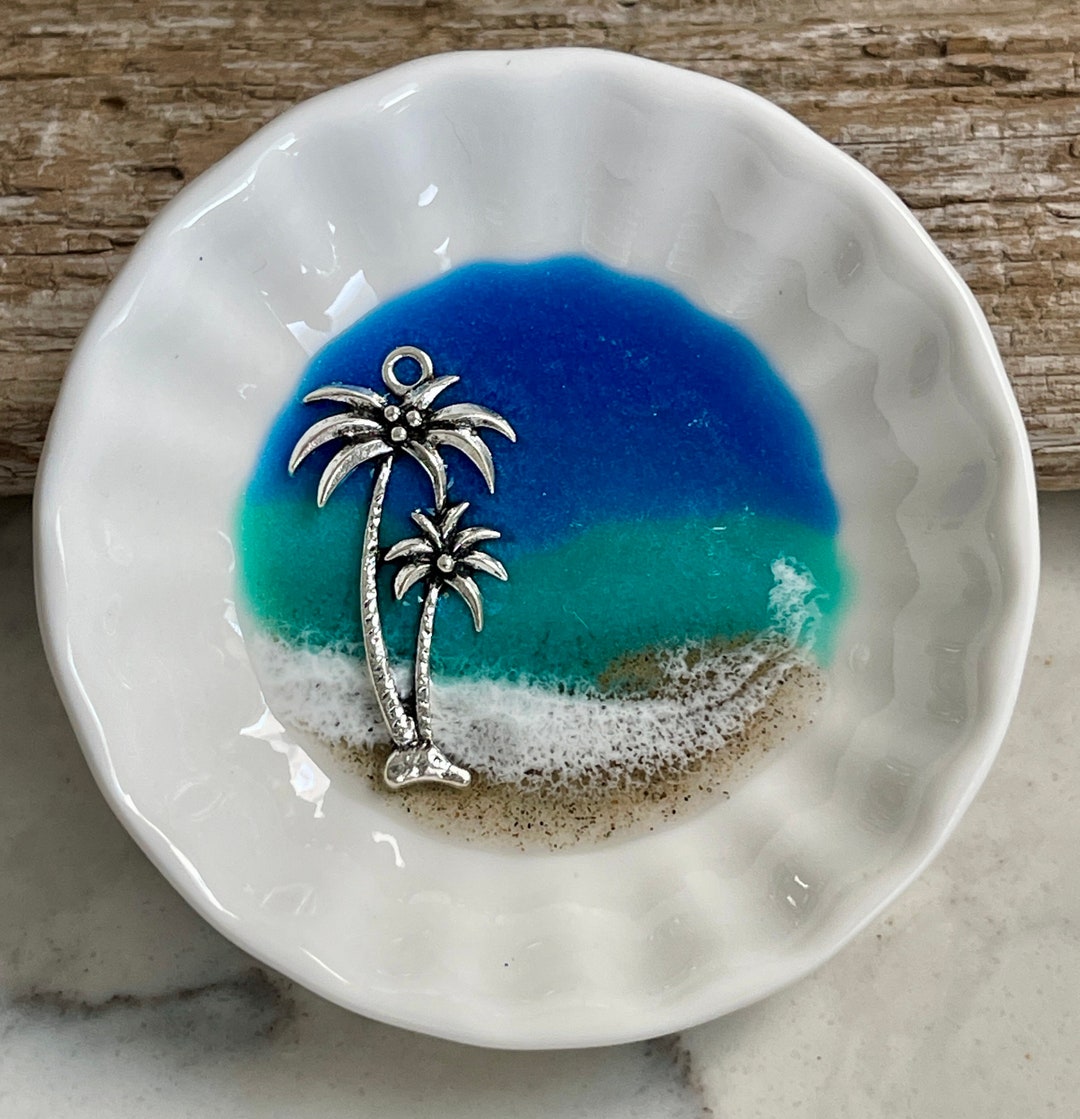Palm Tree Beach Trinket Dish - Etsy