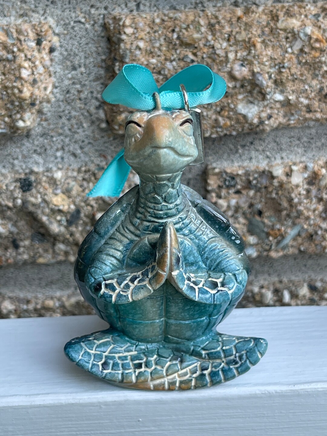 Sea Turtle Yoga Praying Ornament Blue - Etsy