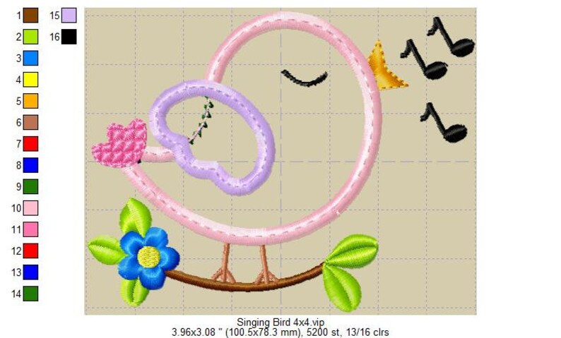 Applique Machine Embroidery Bird - Etsy