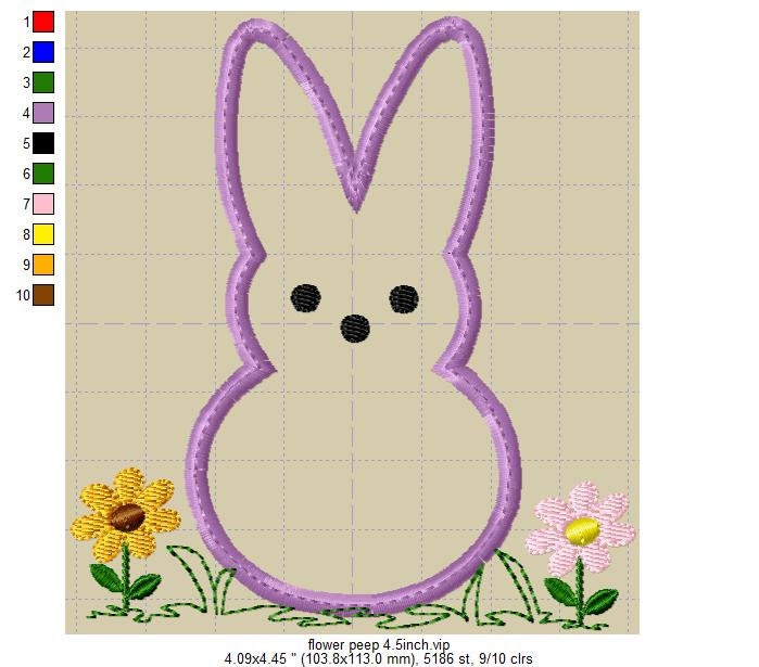 Applique Machine Embroidery Design Cute Peep in the Garden for - Etsy