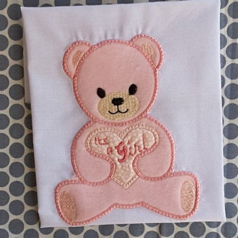 Baby Applique Machine Embroidery Design Baby Girl Bear | Etsy