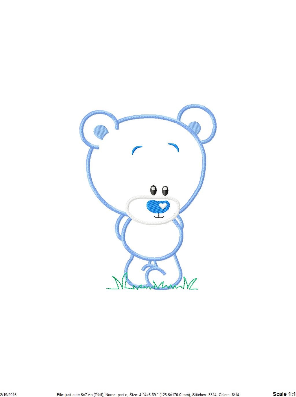 Baby Applique Machine Embroidery Design CuteBear | Etsy