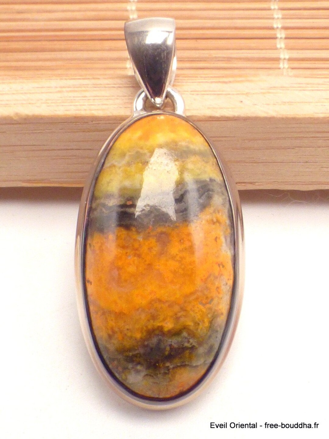 BOURDON JASPER JEWEL Round Pendant Silver 925, Bumble Bee Jasper ...