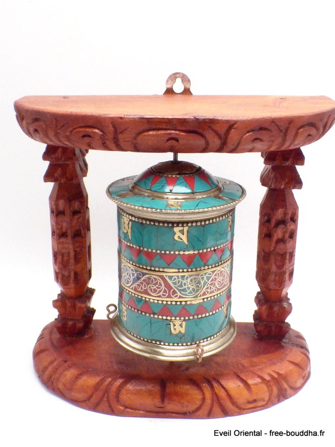 Tibetan Wall-mounted PRAYER WHEEL Light Wood and Turquoise - Etsy