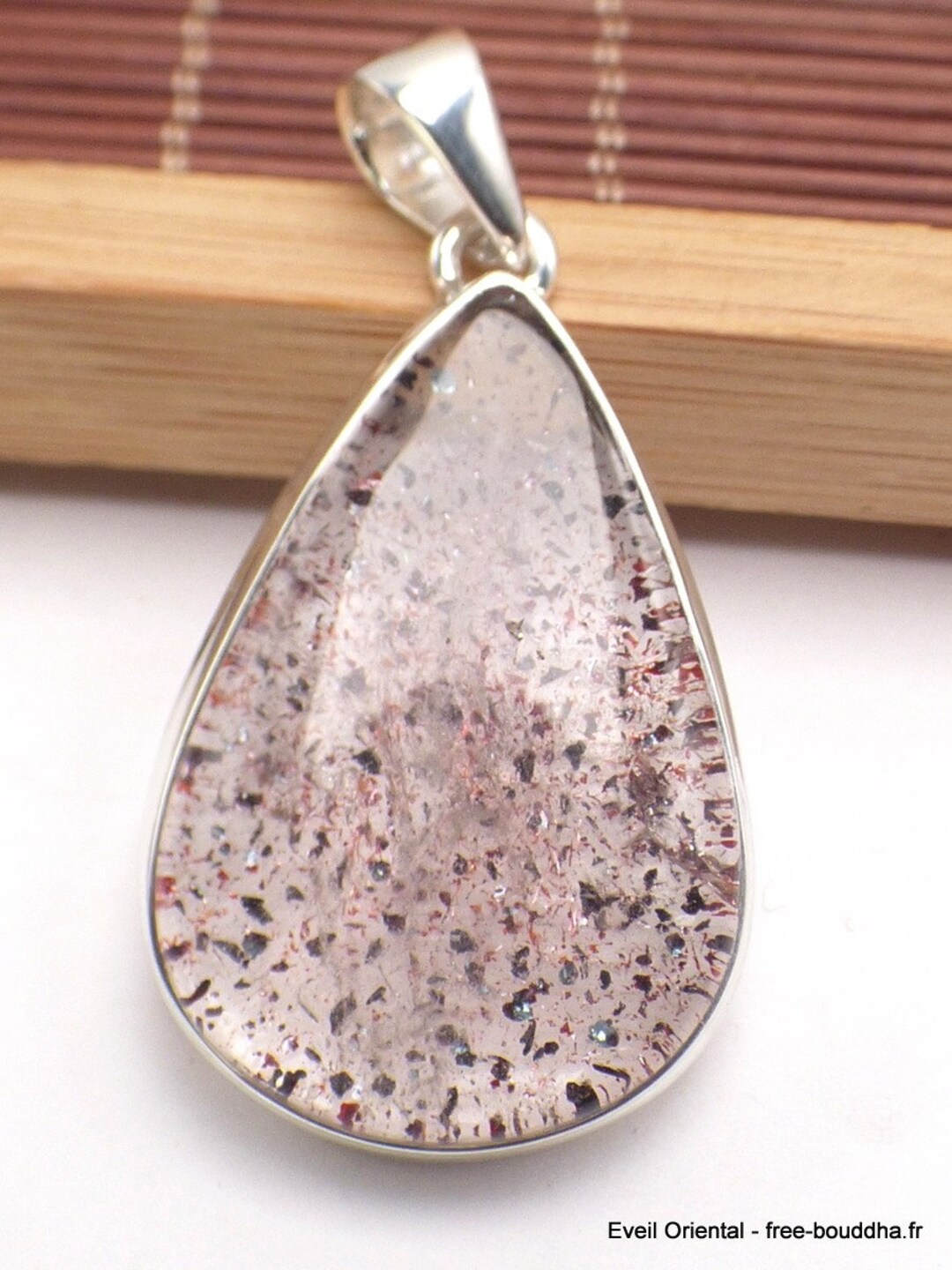 LUCKY QUARTZ PENDENTIF pierre naturelle forme goutte argent 925, YM21 ...