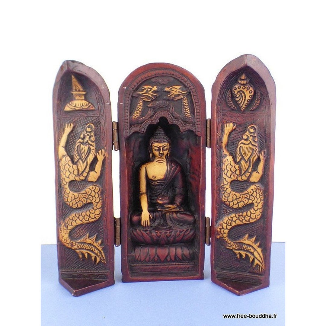 ALTAR BUDDHIST TEMPLE Portable Triptych Buddha, Travel Altar Meditation ...