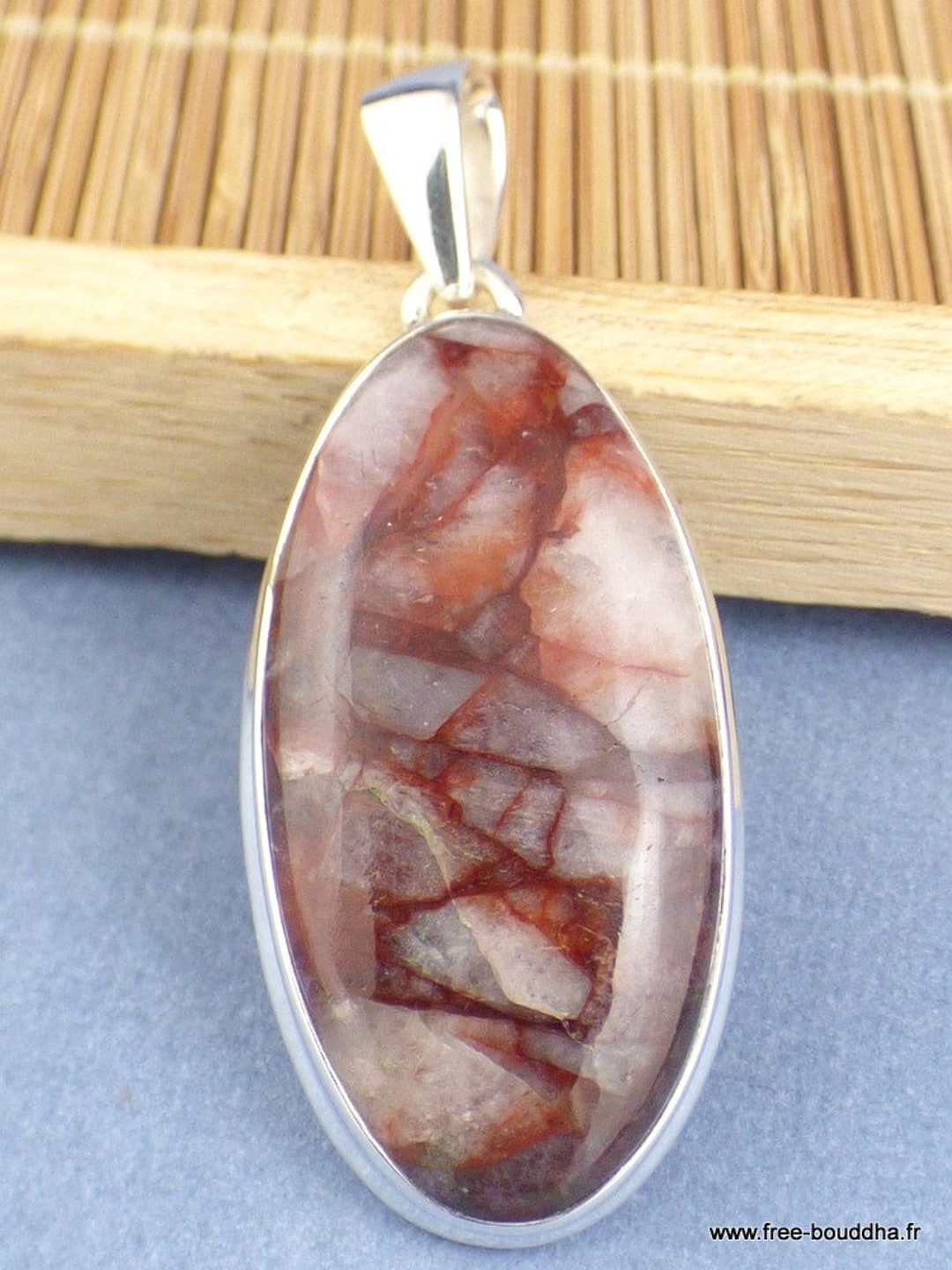 Oval Hematoid Quartz Silver Pendant, 925 Silver, Hematoid Quartz ...