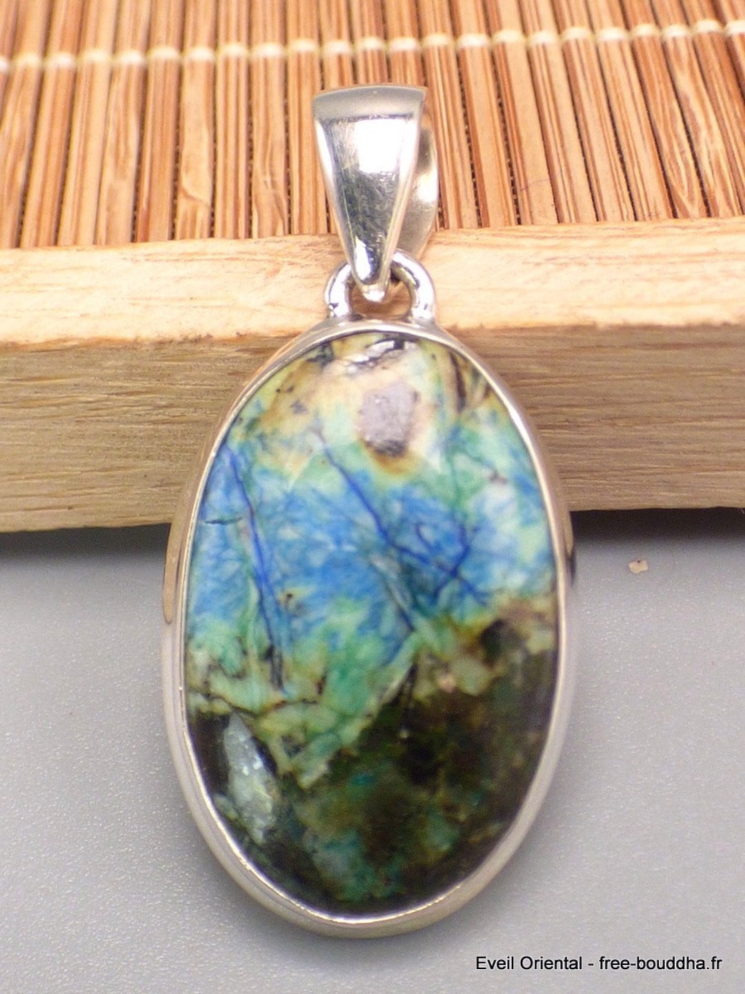 JEWEL AZURITE PENDANT Oval Shape Natural Stone Silver 925, LAM40.4 - Etsy