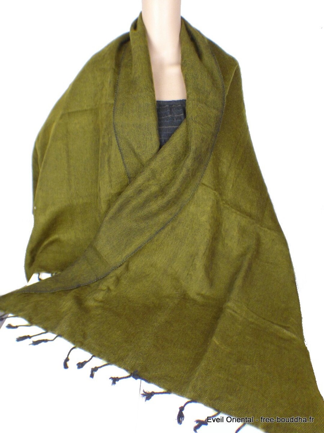 Khaki Green Yach Wool Shawl, Wool Pashmina, Nepalese Shawl, Stole ...