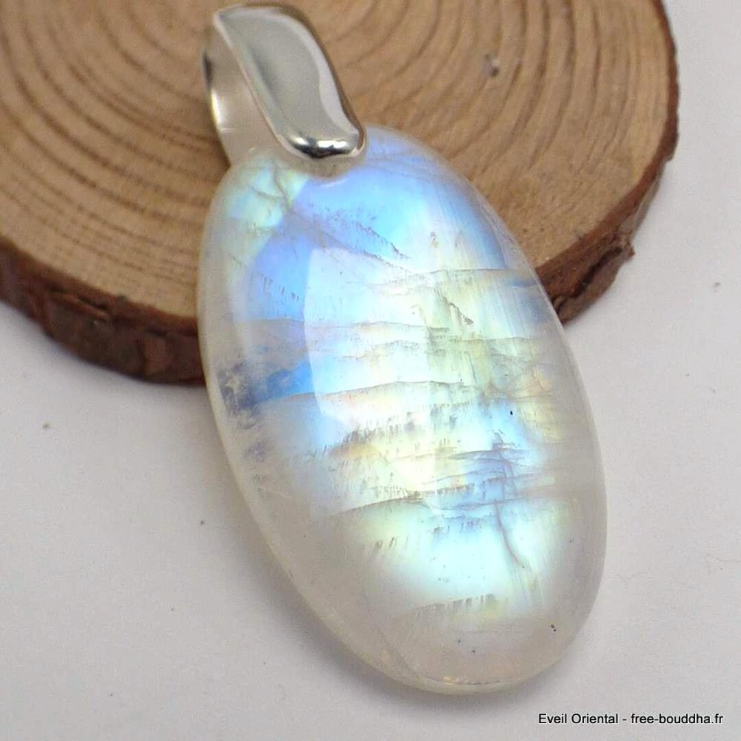 GENUINE MOONSTONE Peristerite Grade A++ Natural Stone Pendant, 925 ...