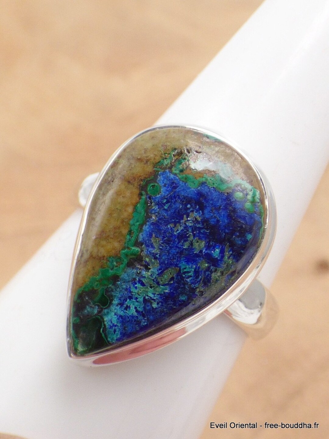 AZURITE BOULDER RING Drop Shape Handmade 925 Silver Size 61, Azurite ...