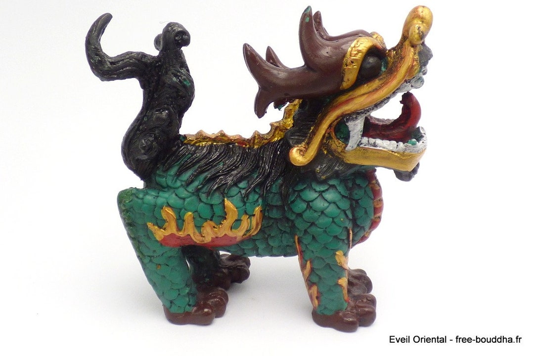 BUDDHIST DRAGON STATUETTE Temple Guardian, Tibetan Crafts Wheel of ...