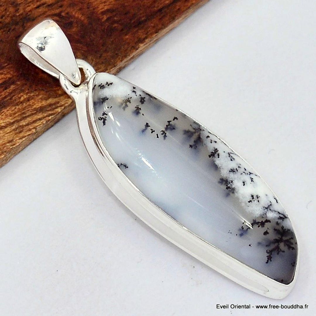 White Opal Pendant Dendritic Merlinite 925 Silver, SK5.1 - Etsy