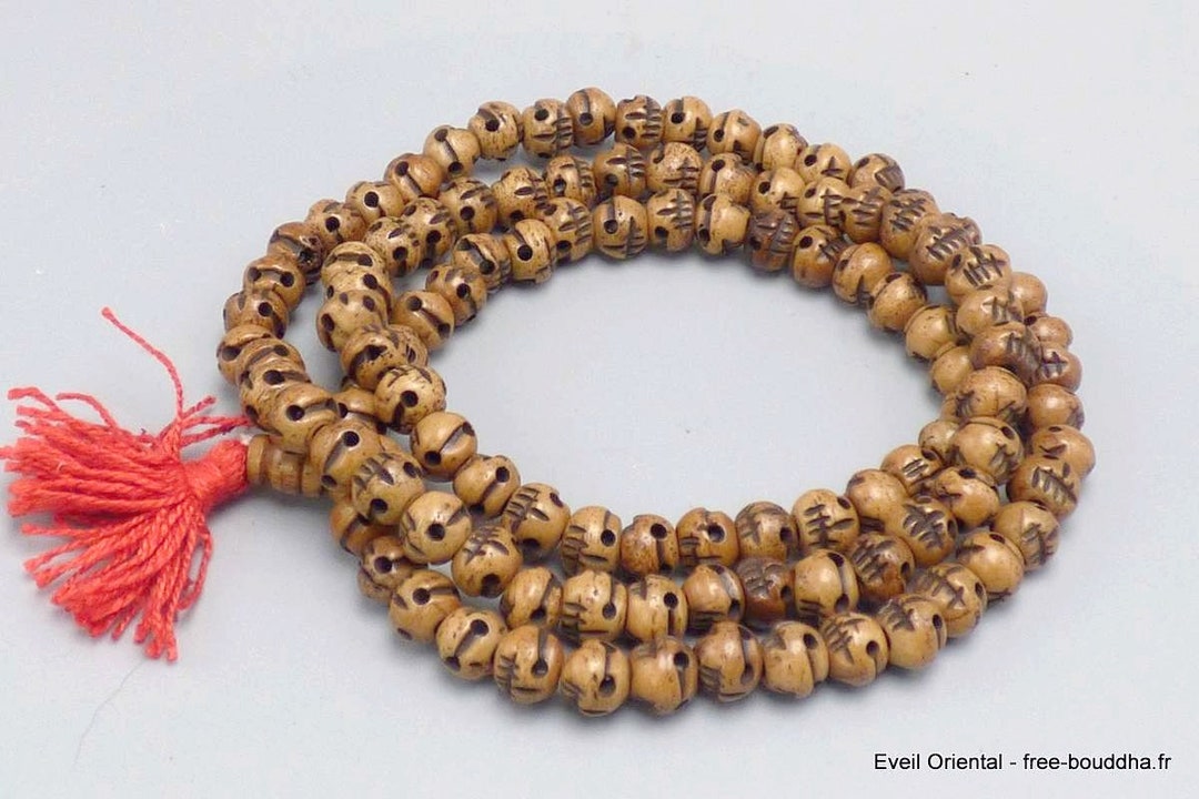 DEATH'S HEAD Mala Buddhist Impermanence Necklace Prayers Rosary ...