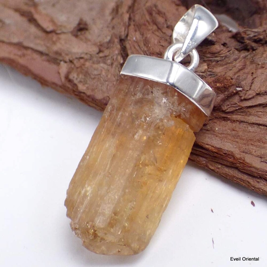 RAW IMPERIAL TOPAZ Yellow Topaz 925 Silver Pendant, Imperial Topaz ...