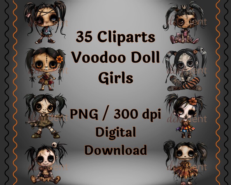 Voodoo Doll Girls Clipart Set | 35 Pngs | Digital Download | Christmas ...