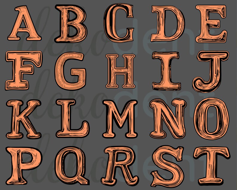 Doodle Alphabet Clipart Bundle Dalmatian, Zebra and Leopard Background ...