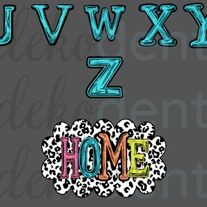 Doodle Alphabet Clipart Bundle Dalmatian, Zebra and Leopard Background ...